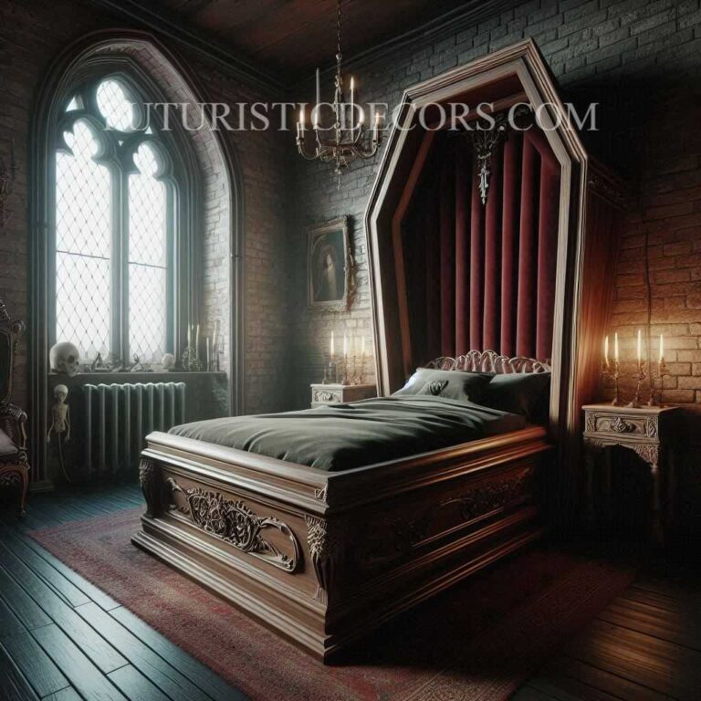 Coffin Inspired Bed: Design Mysterious Coffin-Shaped Beds In The Bedroom