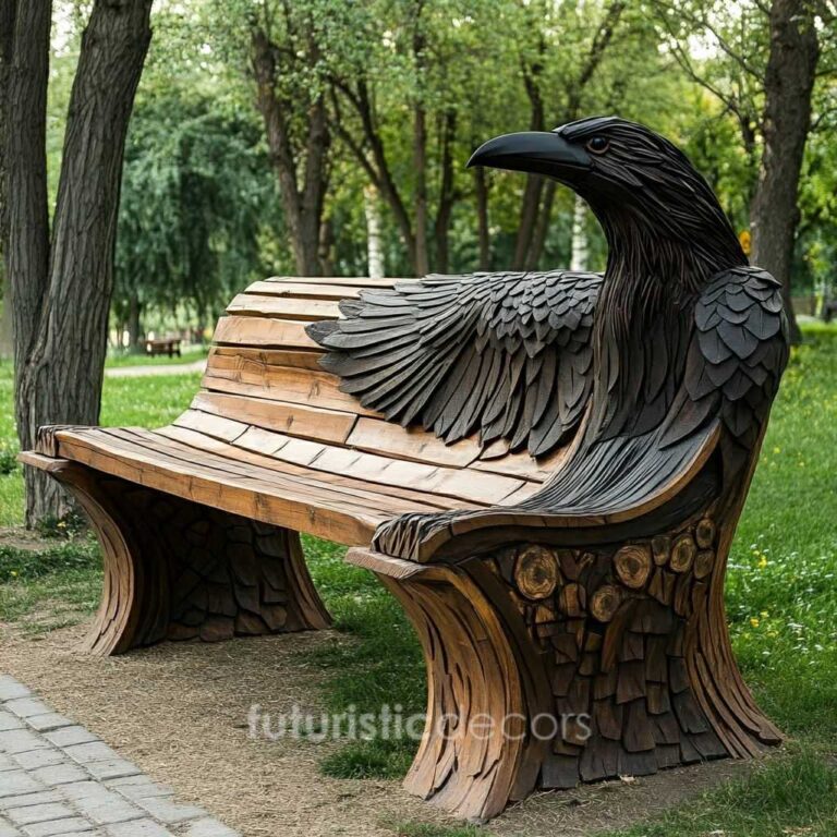 Amazing Raven Bench | Garden Bench Inspired By Scary Black Raven