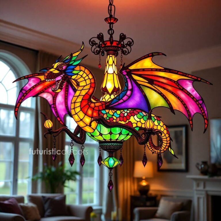 Stained Glass Dragon Chandelier: Where Colorful Glass Meets Fierce Form