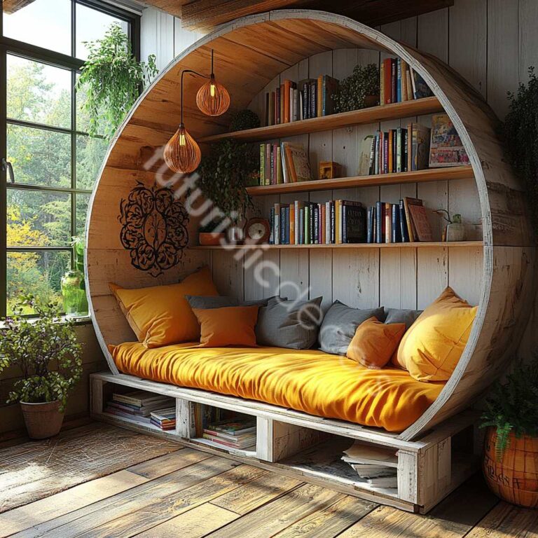 Circular Bookshelf Reading Nook: Customizing Pallet Finishes and Colors