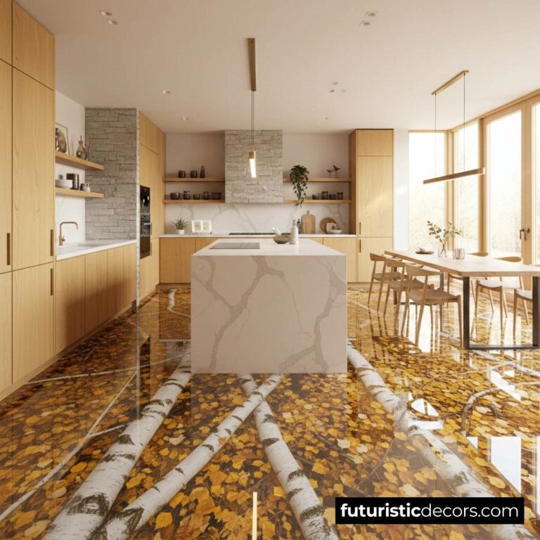 Bring Nature Indoors with 3D Birch Tree Epoxy Flooring